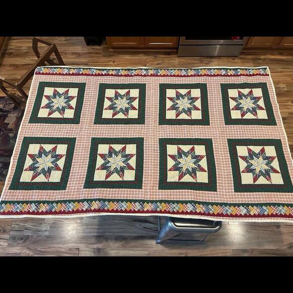 Art | Vintage Starburst Pattern Cheater Quilt Farmhouse Patchwork ...